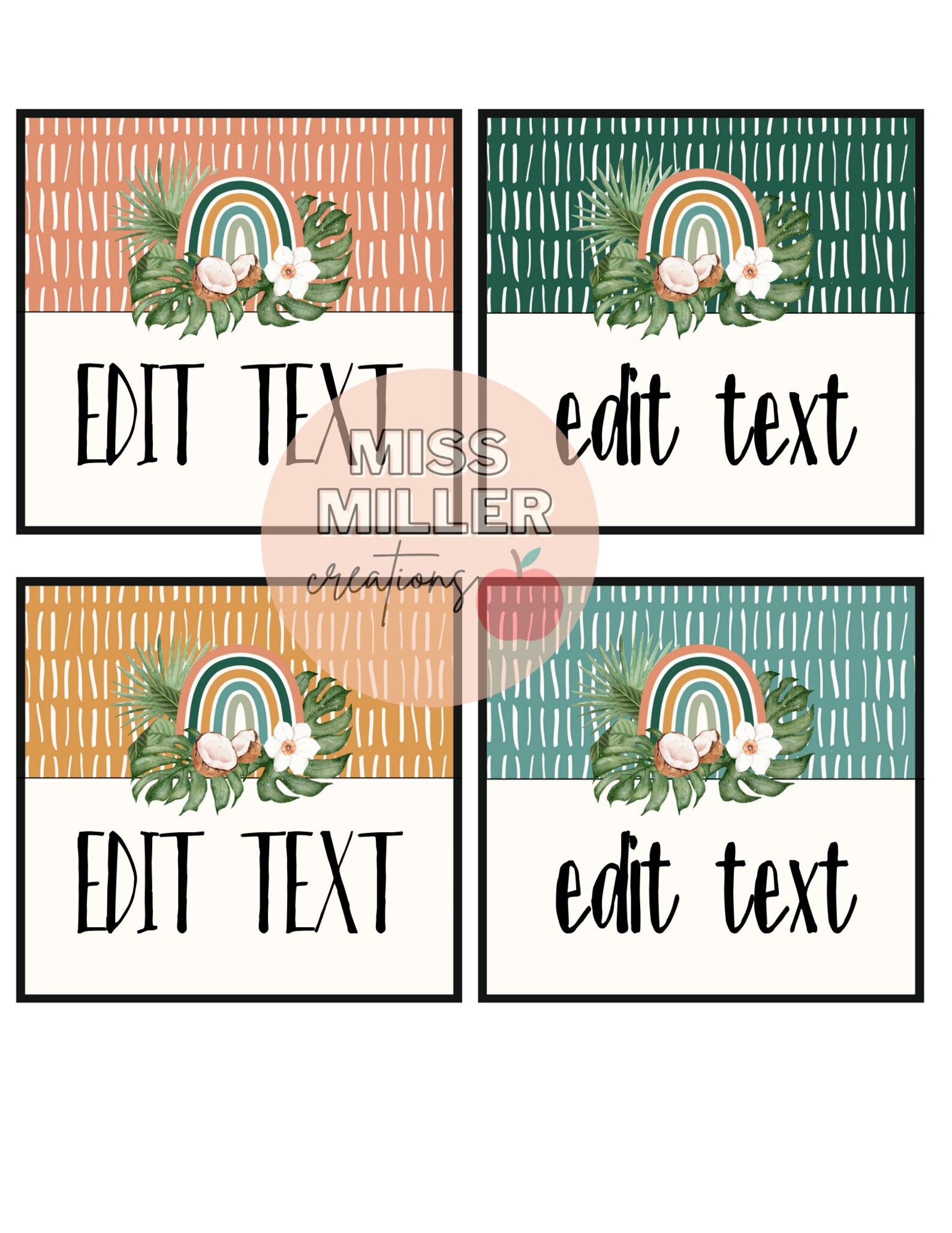 Boho Tropics Classroom Labels editable - Etsy