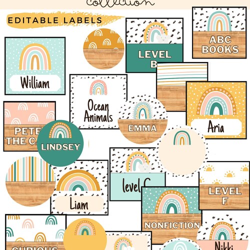 Modern Boho Rainbow Classroom Supplies Labels editable - Etsy Australia
