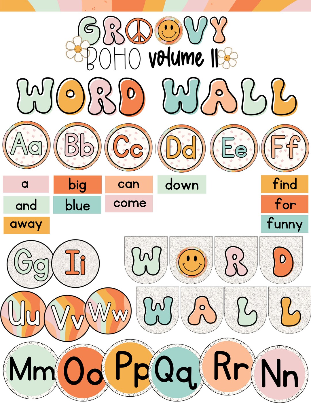 Groovy Boho Volume II Word Wall [editable] - Etsy