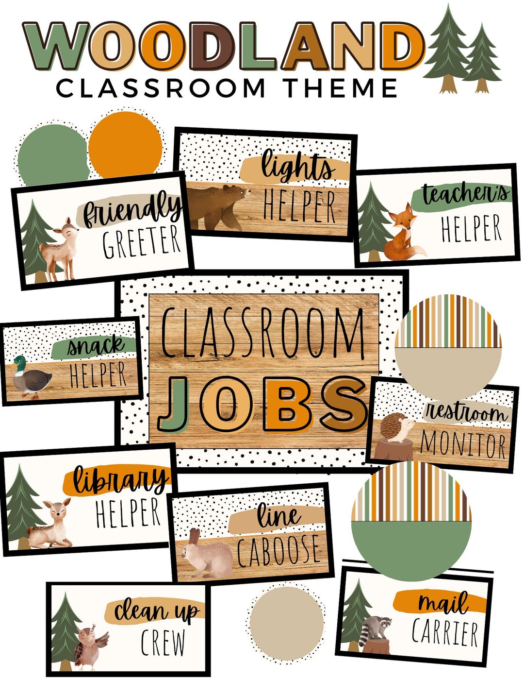 Woodland Classroom Jobs Display [editable] - Etsy