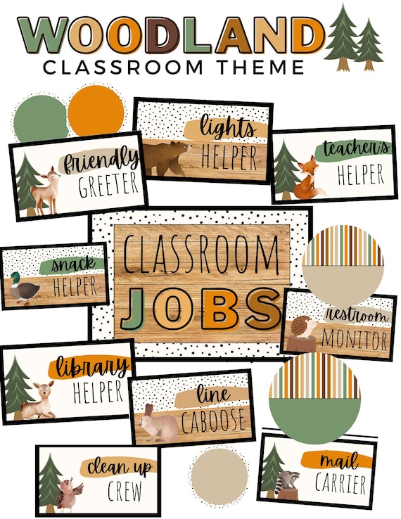 Woodland Classroom Jobs Display editable - Etsy