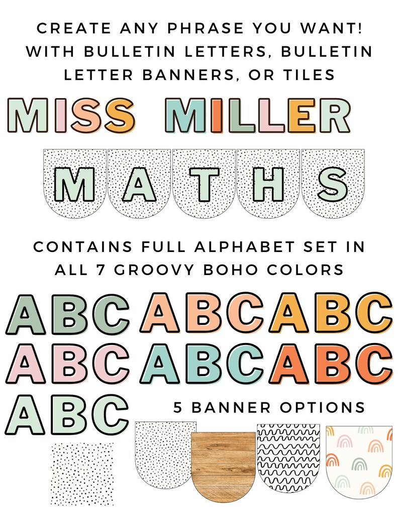 Groovy Boho Bulletin Board Lettering - Etsy