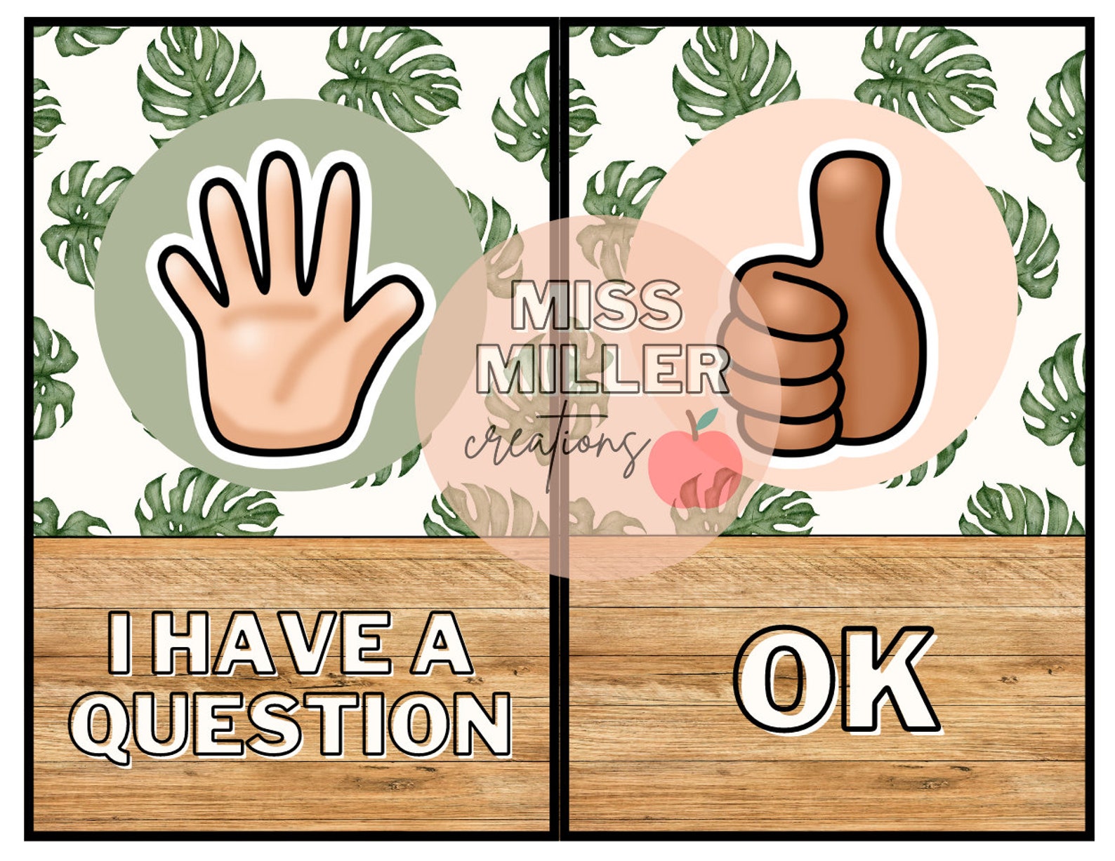 Boho Tropics Hand Signals Classroom Posters editable - Etsy