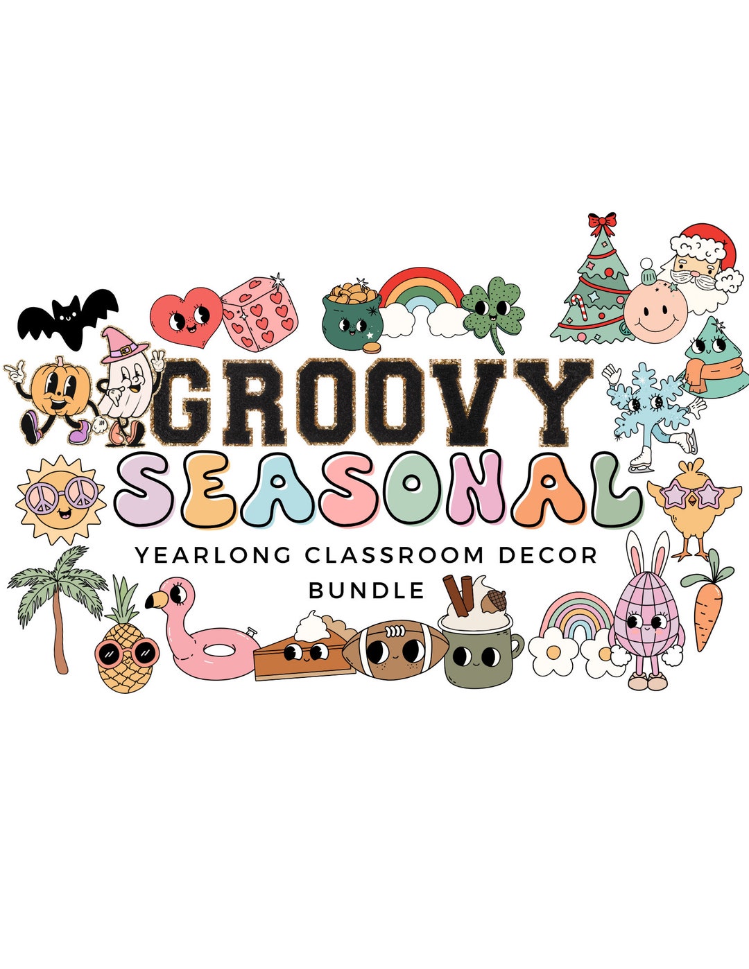 Groovy Seasonal YEARLONG Classroom Decor Bundle - Etsy
