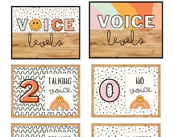 Groovy Boho Voice Level Classroom Posters [editable] - Etsy