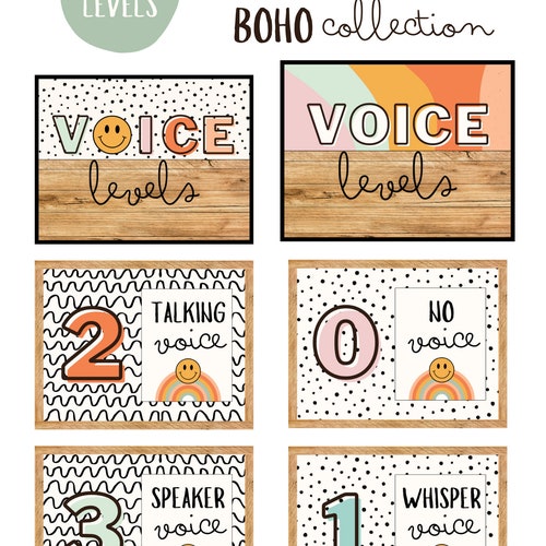 Groovy Boho Voice Level Classroom Posters editable - Etsy