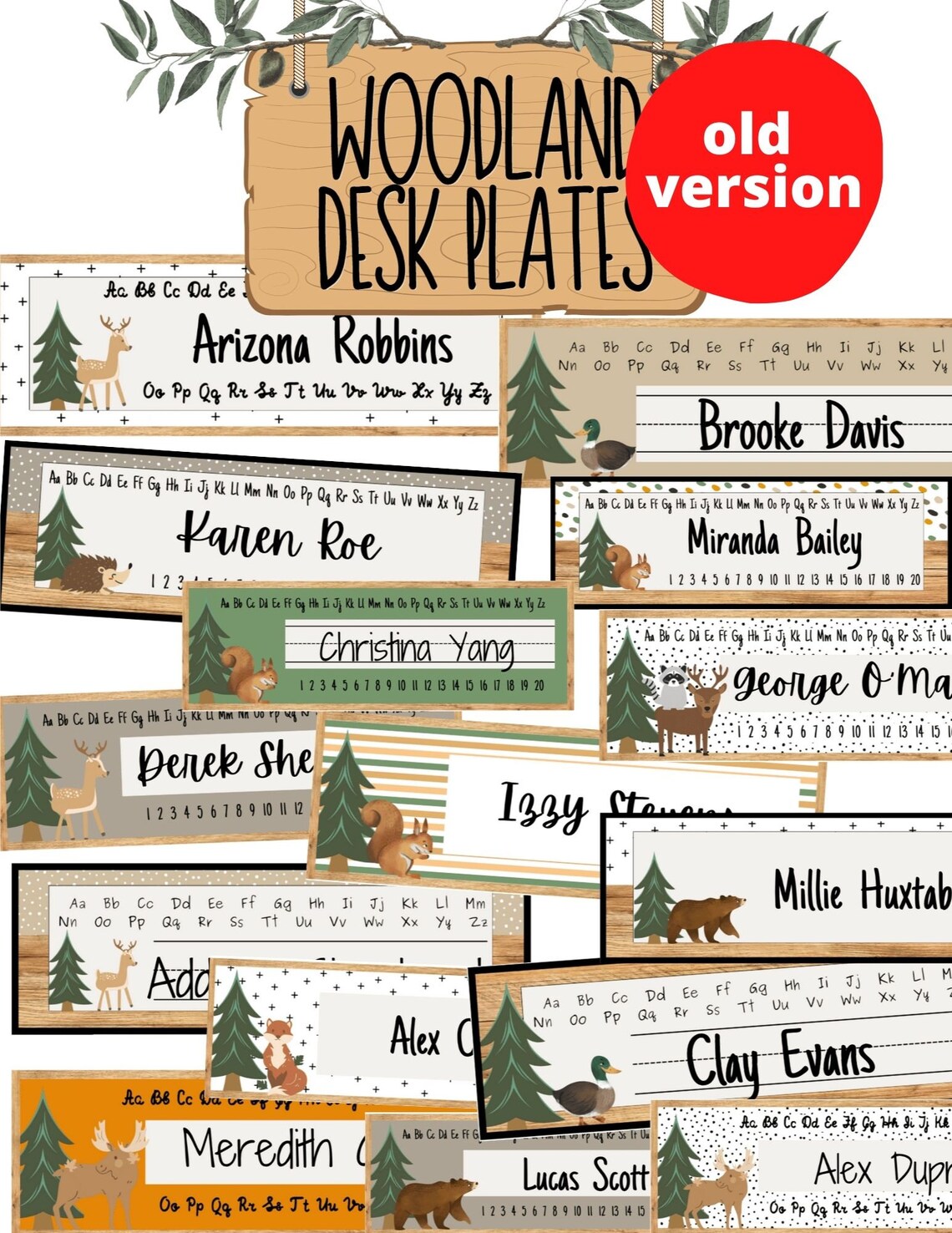 Woodland Desk Plates/name Tags editable - Etsy