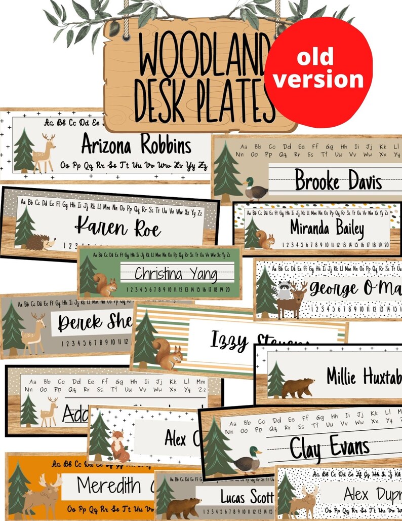 Woodland Desk Plates/name Tags editable - Etsy