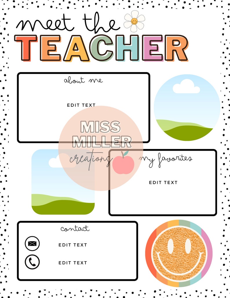 Retro Rainbow Meet the Teacher Template - Etsy