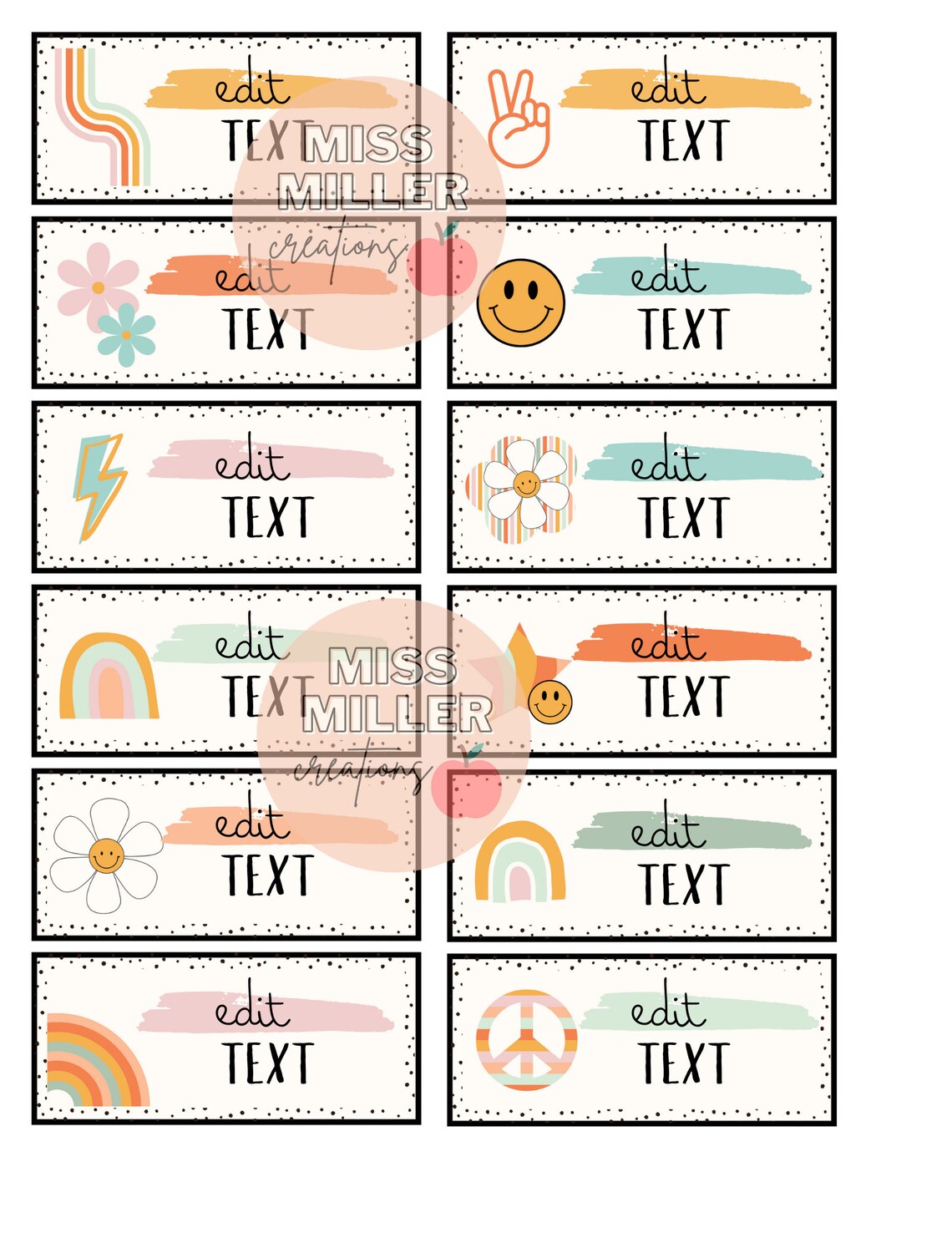 Groovy Boho Teacher Toolbox Labels editable - Etsy