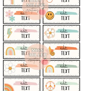 Groovy Boho Teacher Toolbox Labels [editable] - Etsy