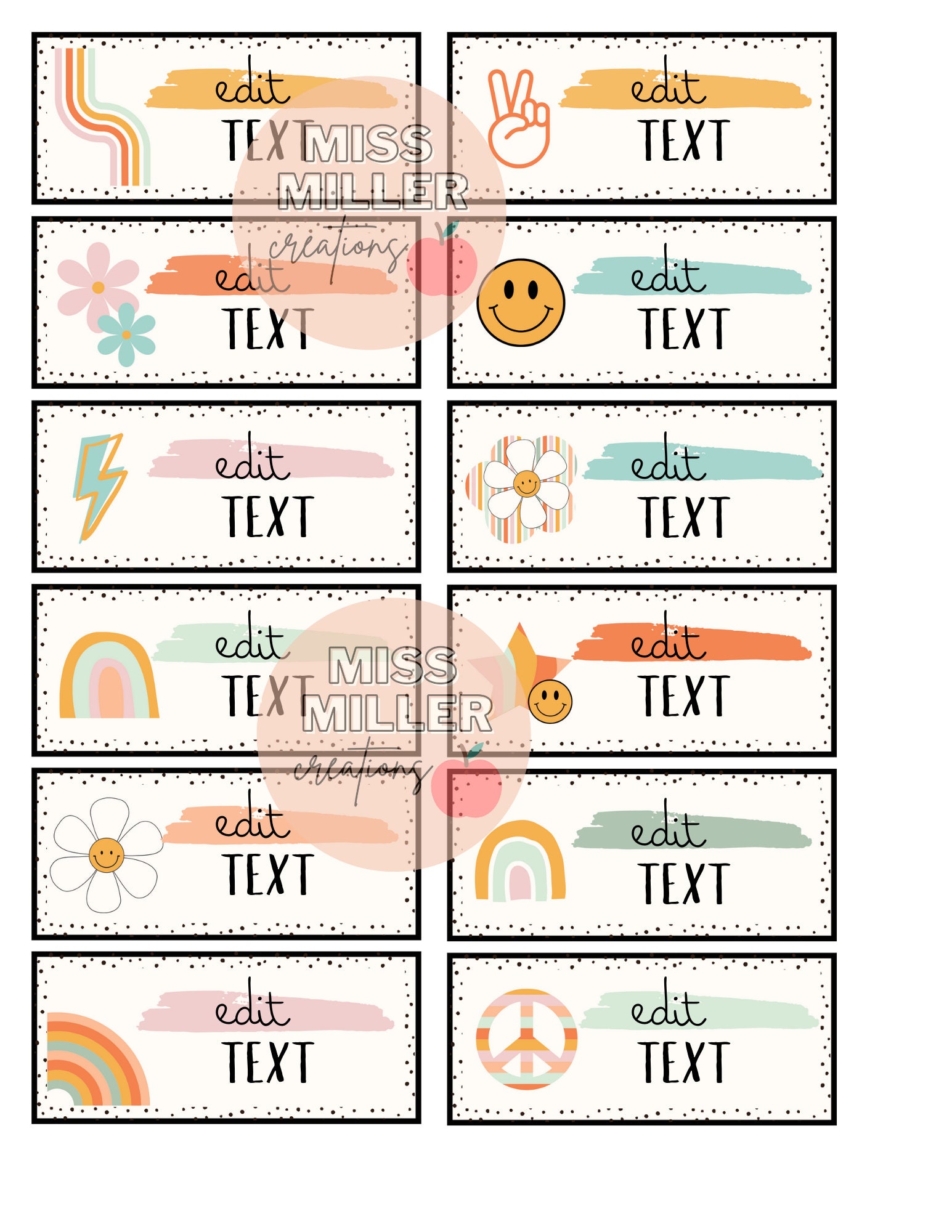 Groovy Boho Teacher Toolbox Labels [editable] - Etsy