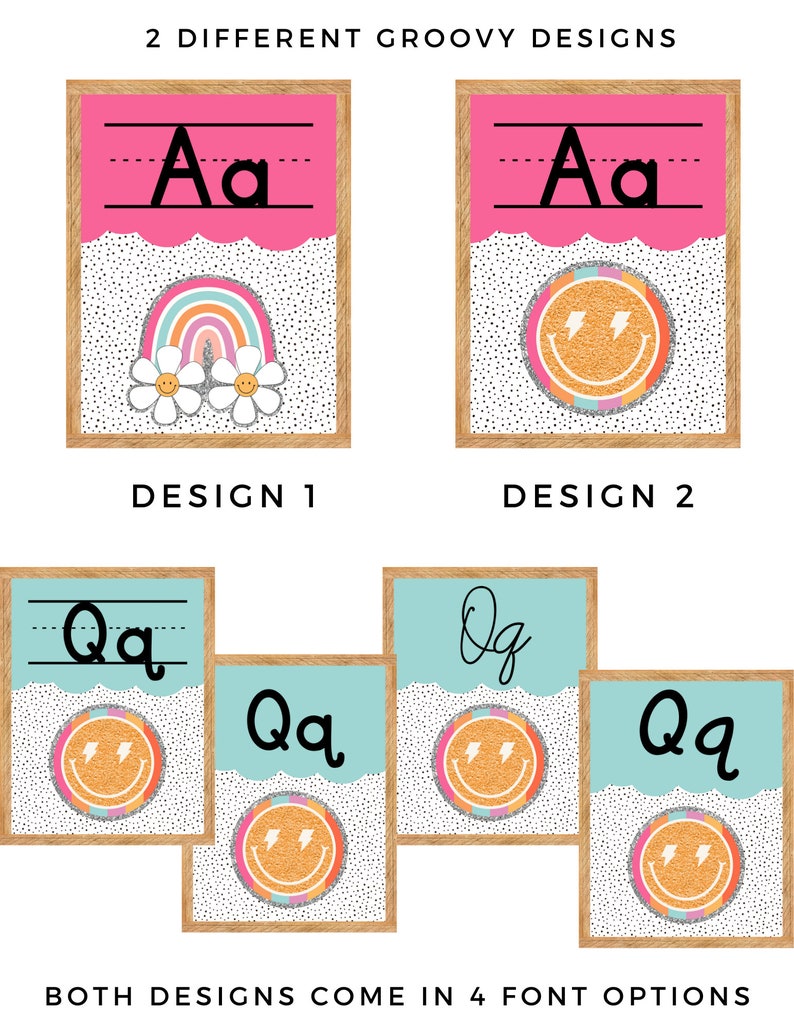 Groovy Glitter Classroom Alphabet - Etsy