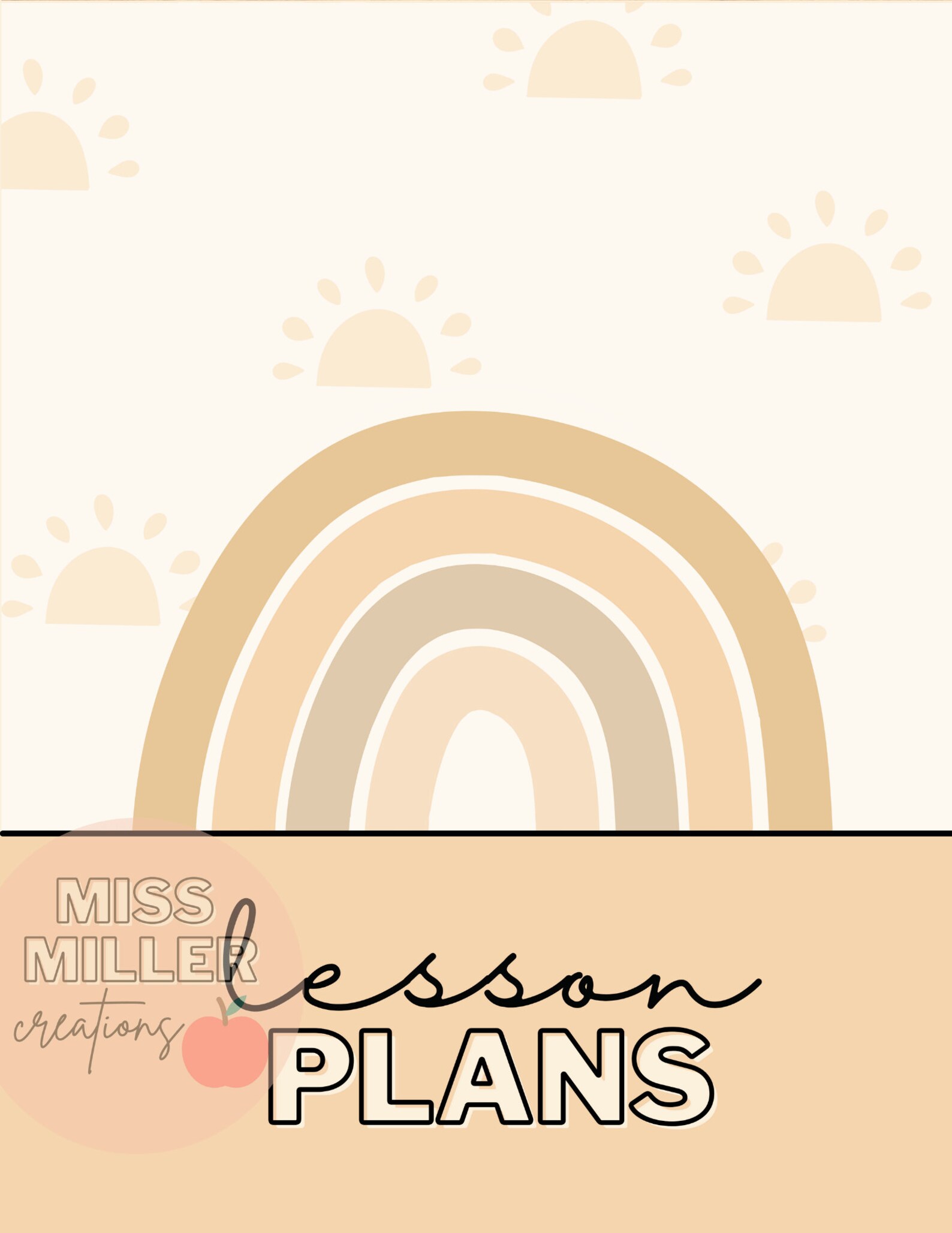 Neutral Boho Rainbow Binder Covers editable | Etsy