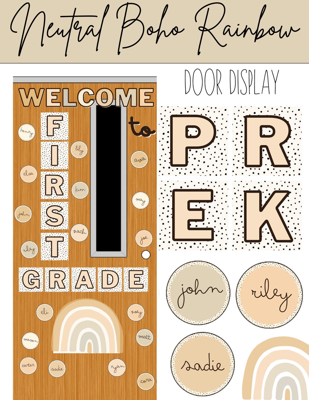 Neutral Boho Rainbow Classroom Door Display - Etsy