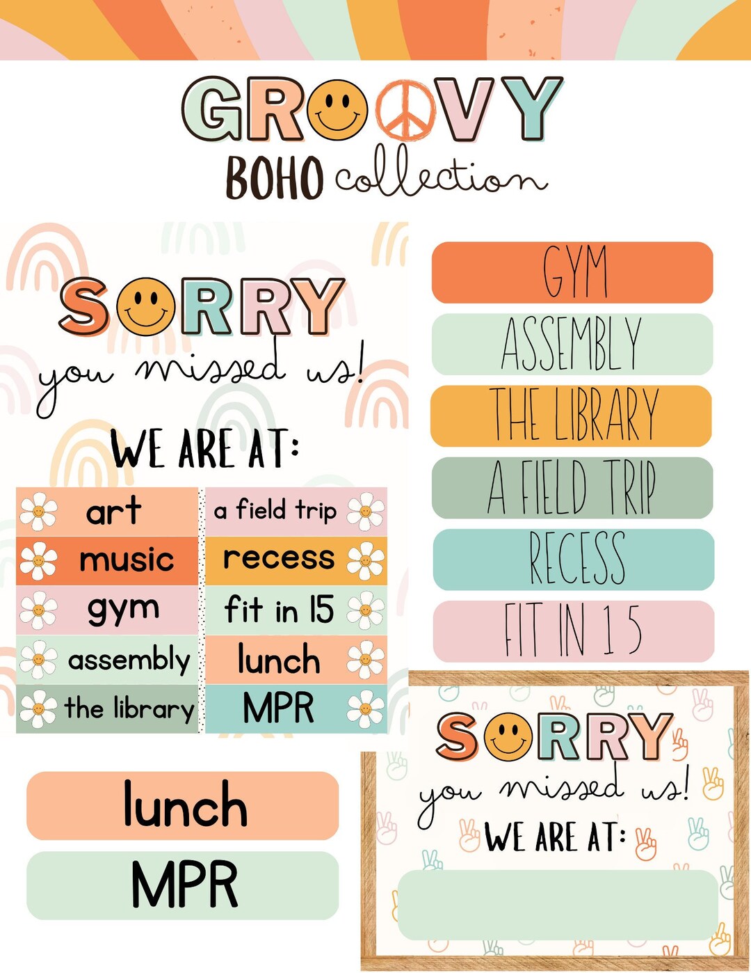 Groovy Boho Where Are We Classroom Door Sign [editable] - Etsy