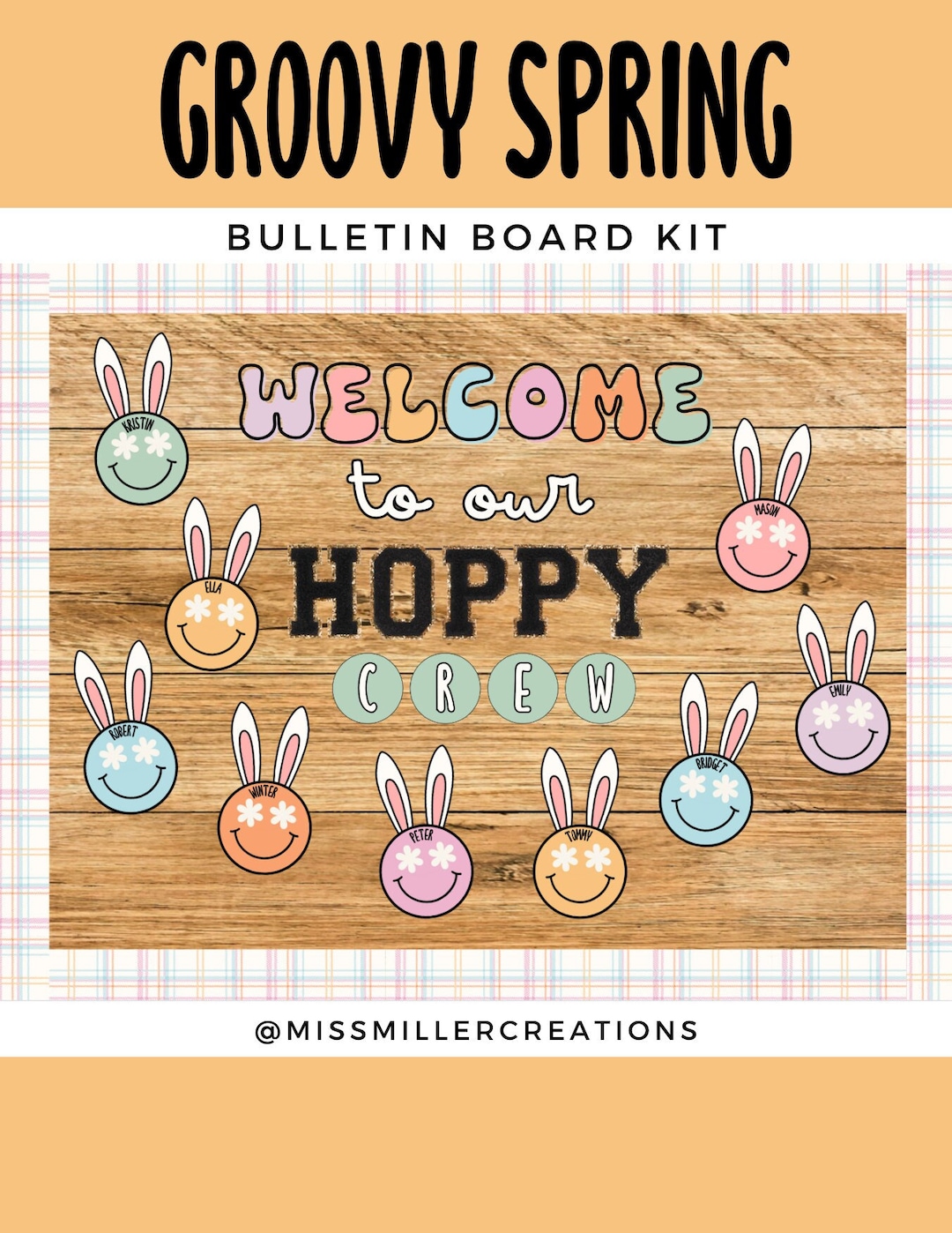 Groovy Spring: Hoppy Crew Bulletin Board Kit - Etsy