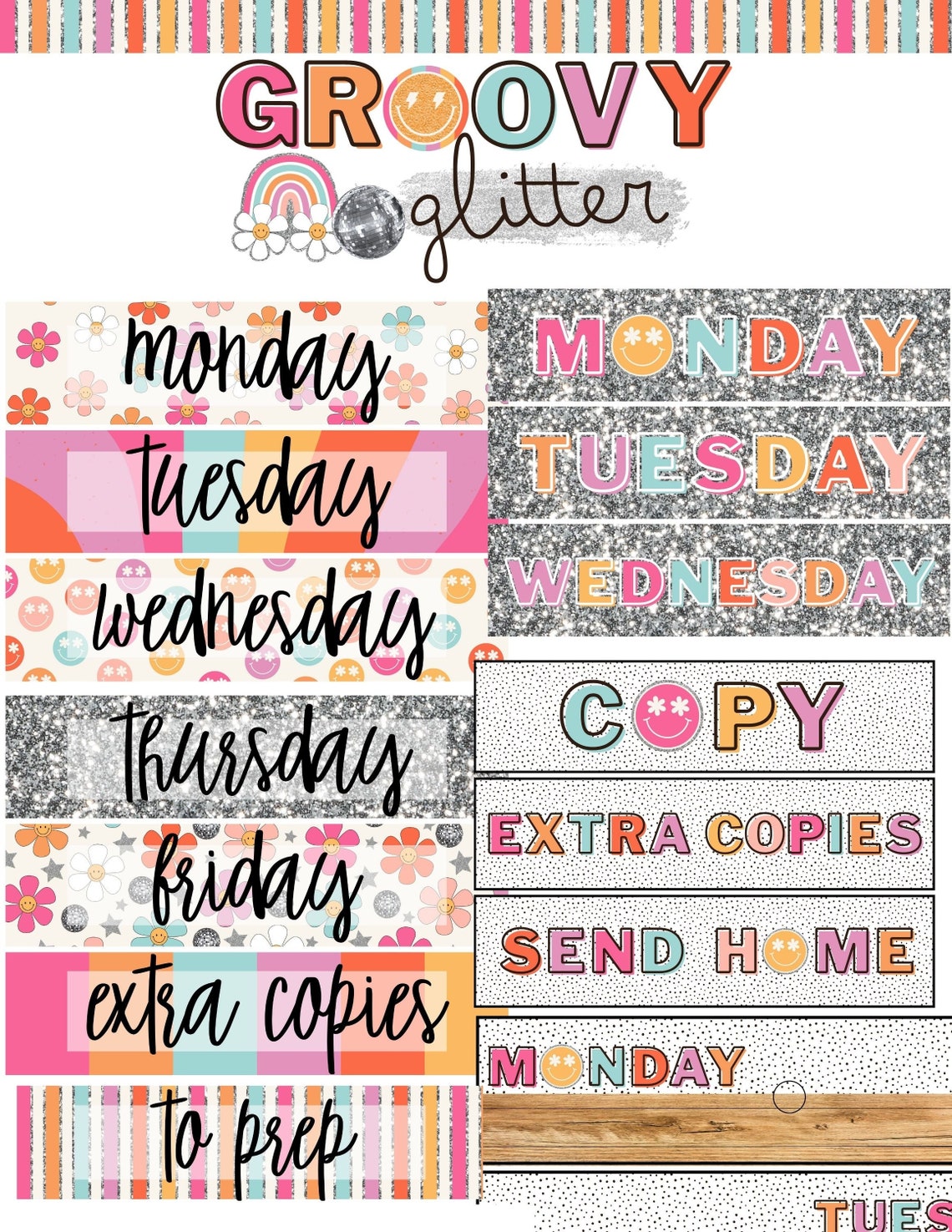 Groovy Glitter 10-drawer Cart Labels - Etsy