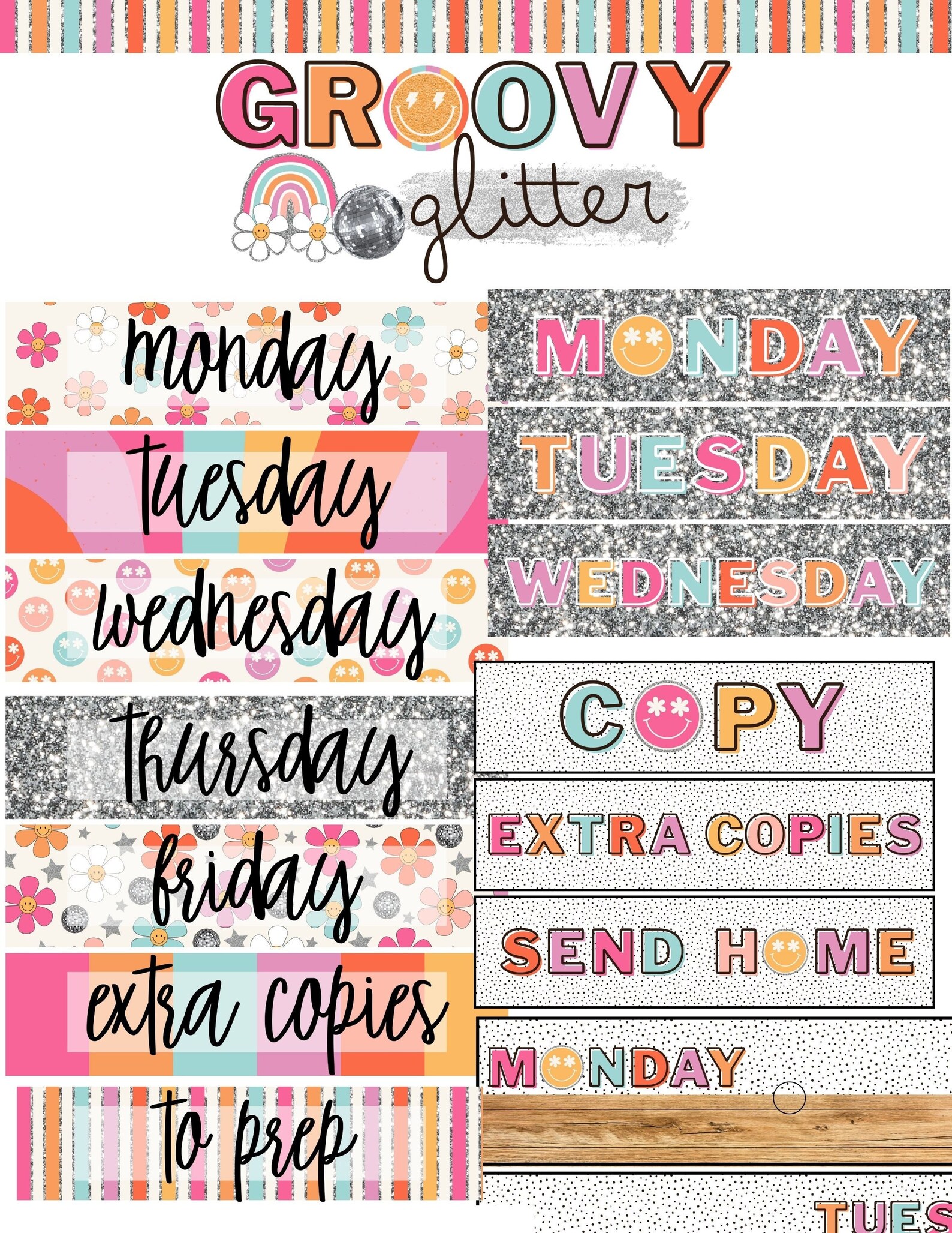 Groovy Glitter 10-drawer Cart Labels - Etsy