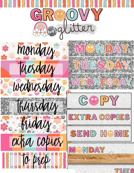 Groovy Glitter 10-drawer Cart Labels - Etsy
