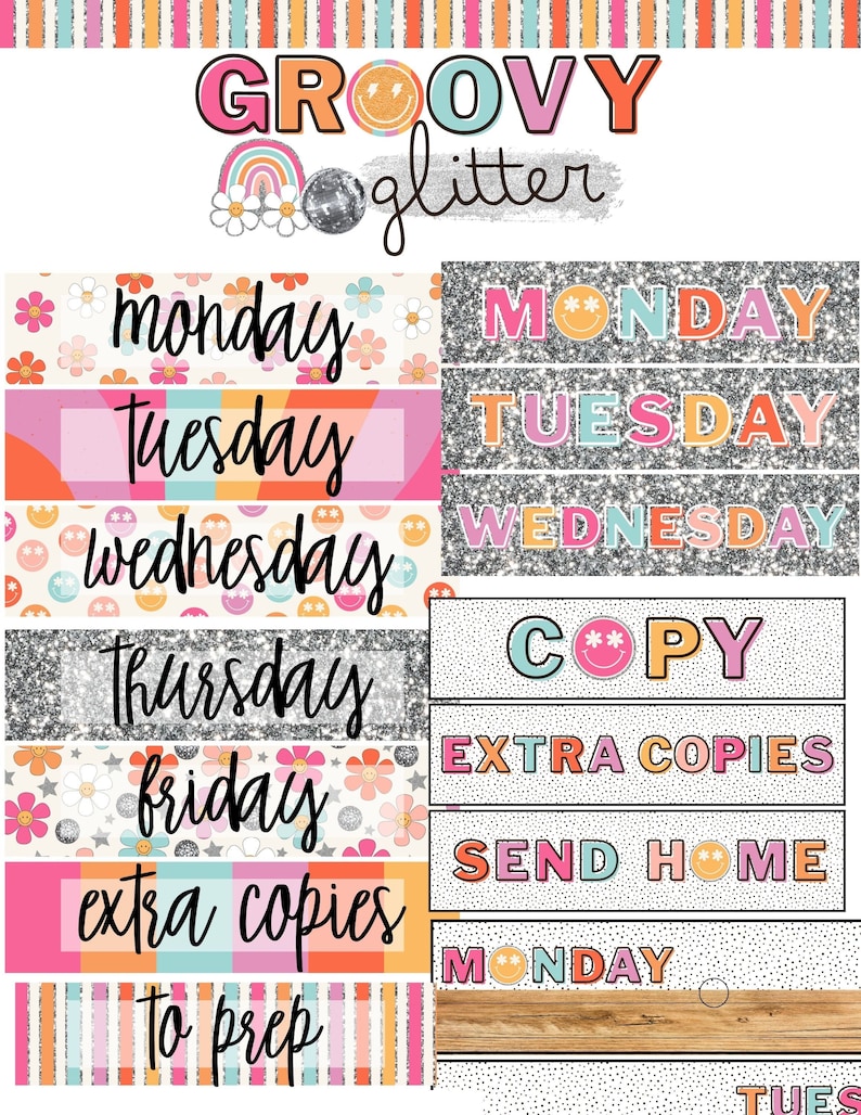 Groovy Glitter 10-drawer Cart Labels - Etsy