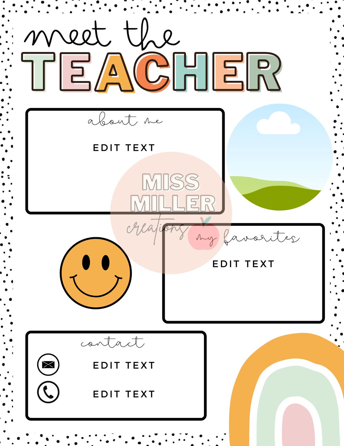 Groovy Boho Meet the Teacher Template - Etsy