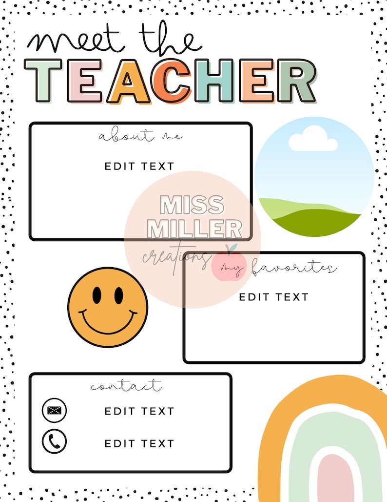 Groovy Boho Meet the Teacher Template - Etsy