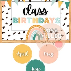 Modern Boho Rainbow Class Birthdays Display editable - Etsy