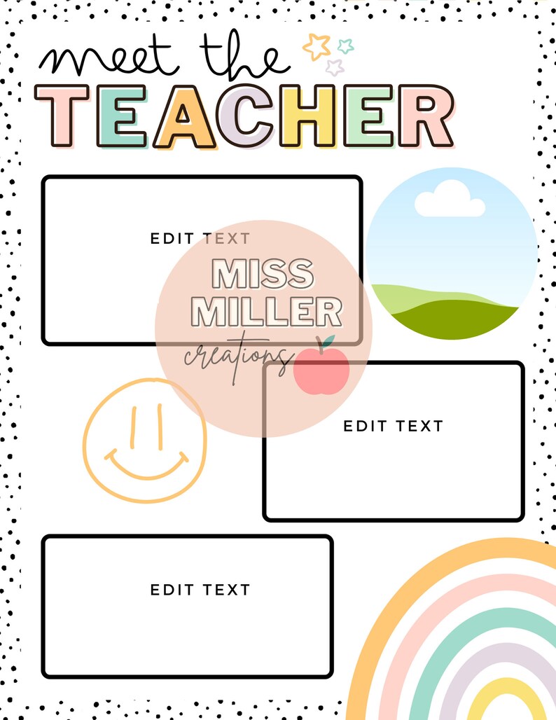 Pastel Boho Rainbow Meet the Teacher Template editable - Etsy