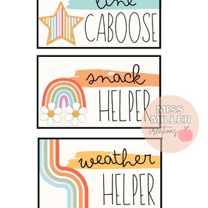 Retro Rainbow Class Jobs Display [editable] - Etsy