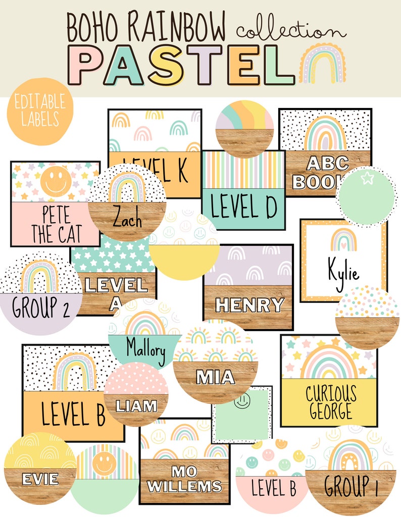 Pastel Boho Rainbow Complete Classroom Collection - Etsy