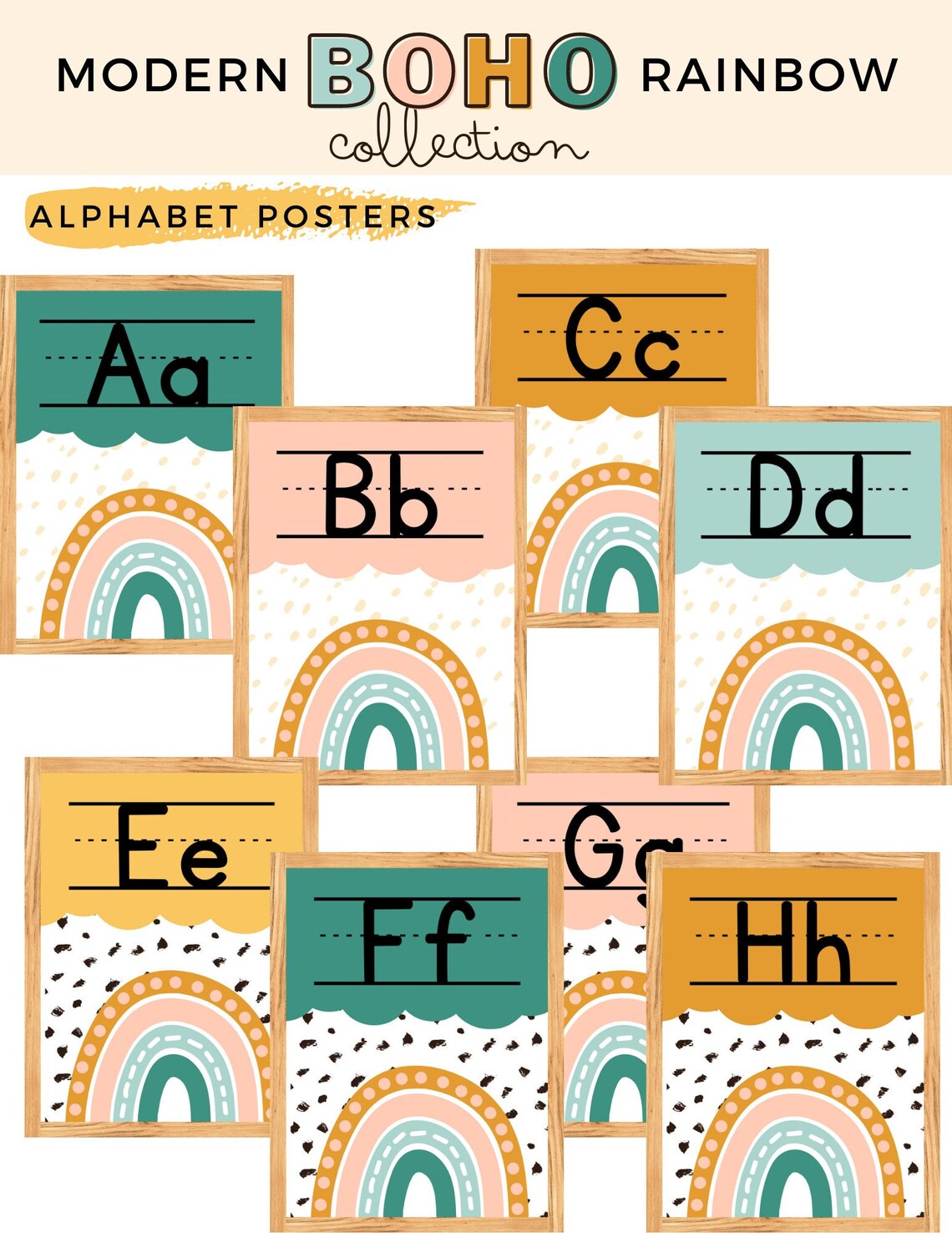 Modern Boho Rainbow Classroom Alphabet - Etsy