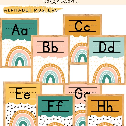 Modern Boho Rainbow Classroom Desk Plates editable - Etsy