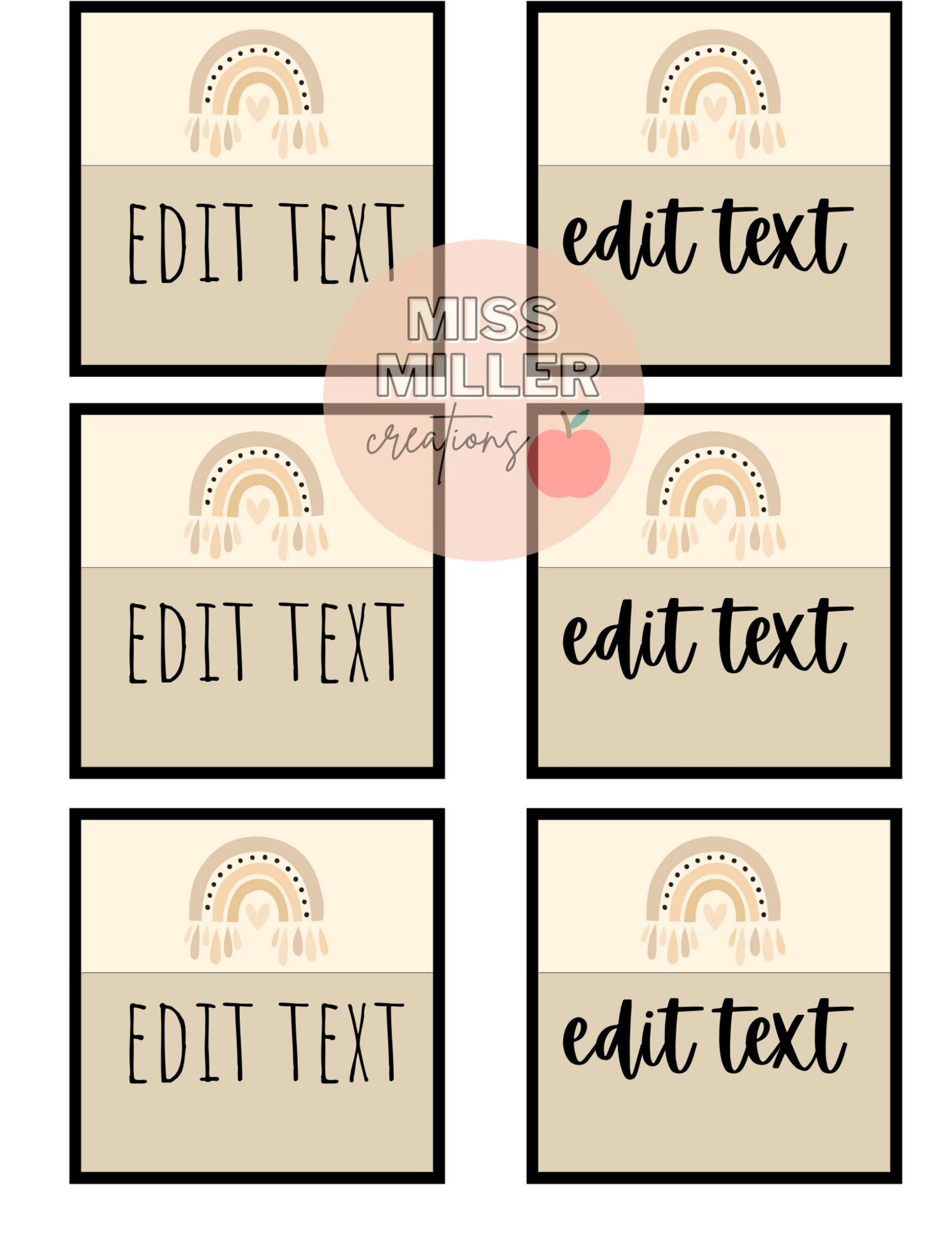 Neutral Boho Rainbow Classroom Labels editable - Etsy