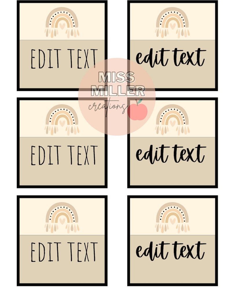 Neutral Boho Rainbow Classroom Labels editable - Etsy