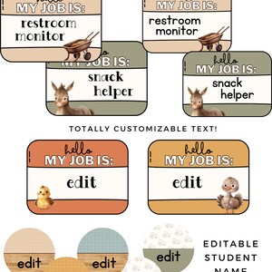 Farm Friends Class Jobs Display [editable] - Etsy