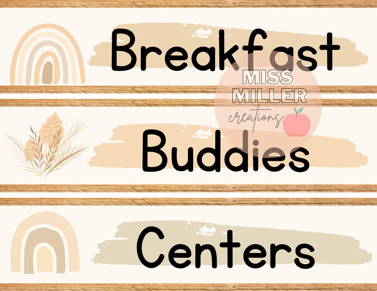 Neutral Boho Rainbow Classroom Schedule editable | Etsy