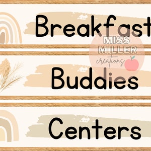 Neutral Boho Rainbow Classroom Schedule [editable] - Etsy