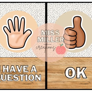 Neutral Boho Rainbow Hand Signals Classroom Posters [editable] - Etsy