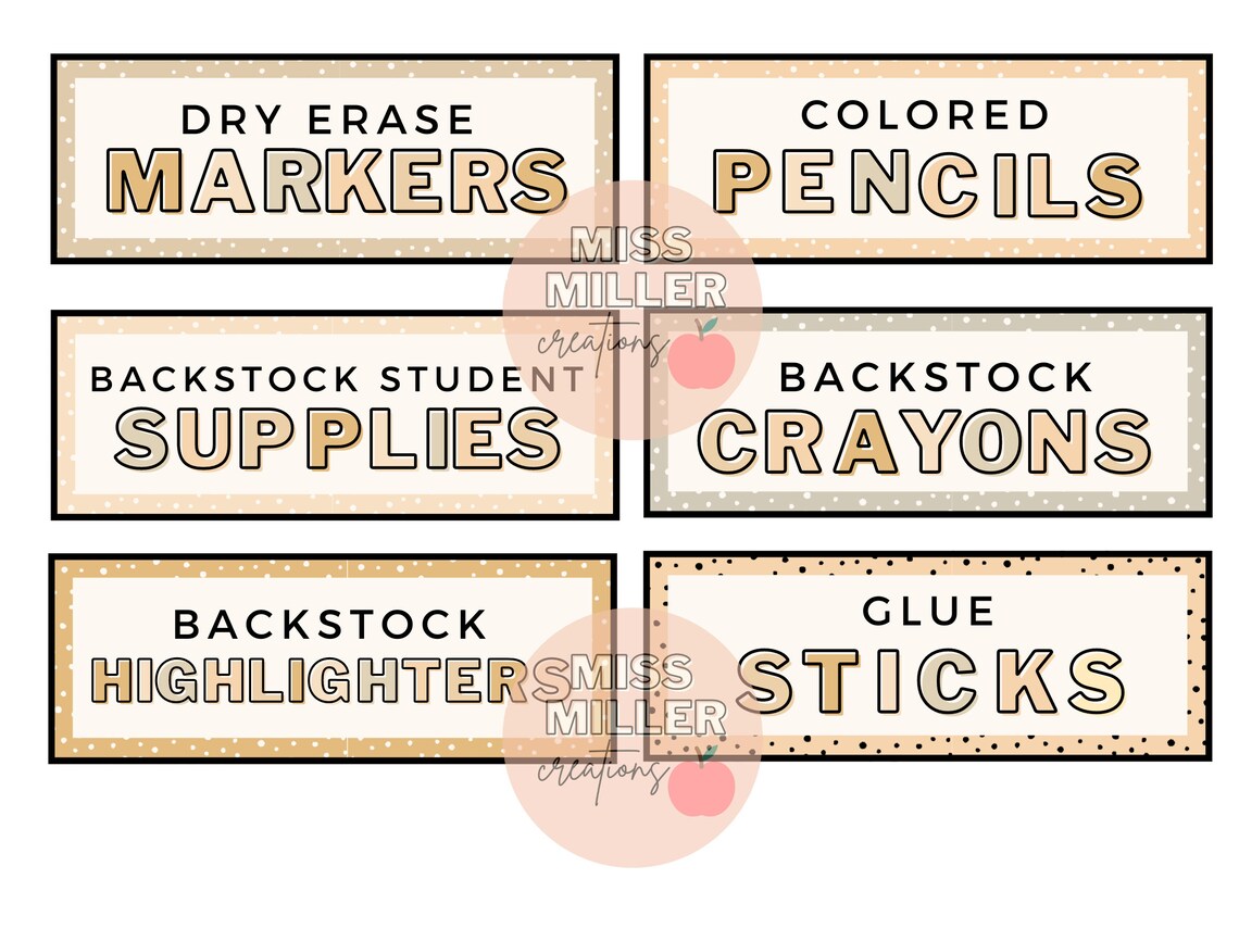 Neutral Boho Rainbow Classroom Supplies Labels - Etsy