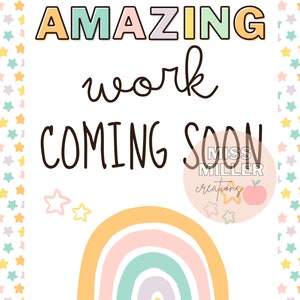 Pastel Boho Rainbow Amazing Work Coming Soon Posters - Etsy