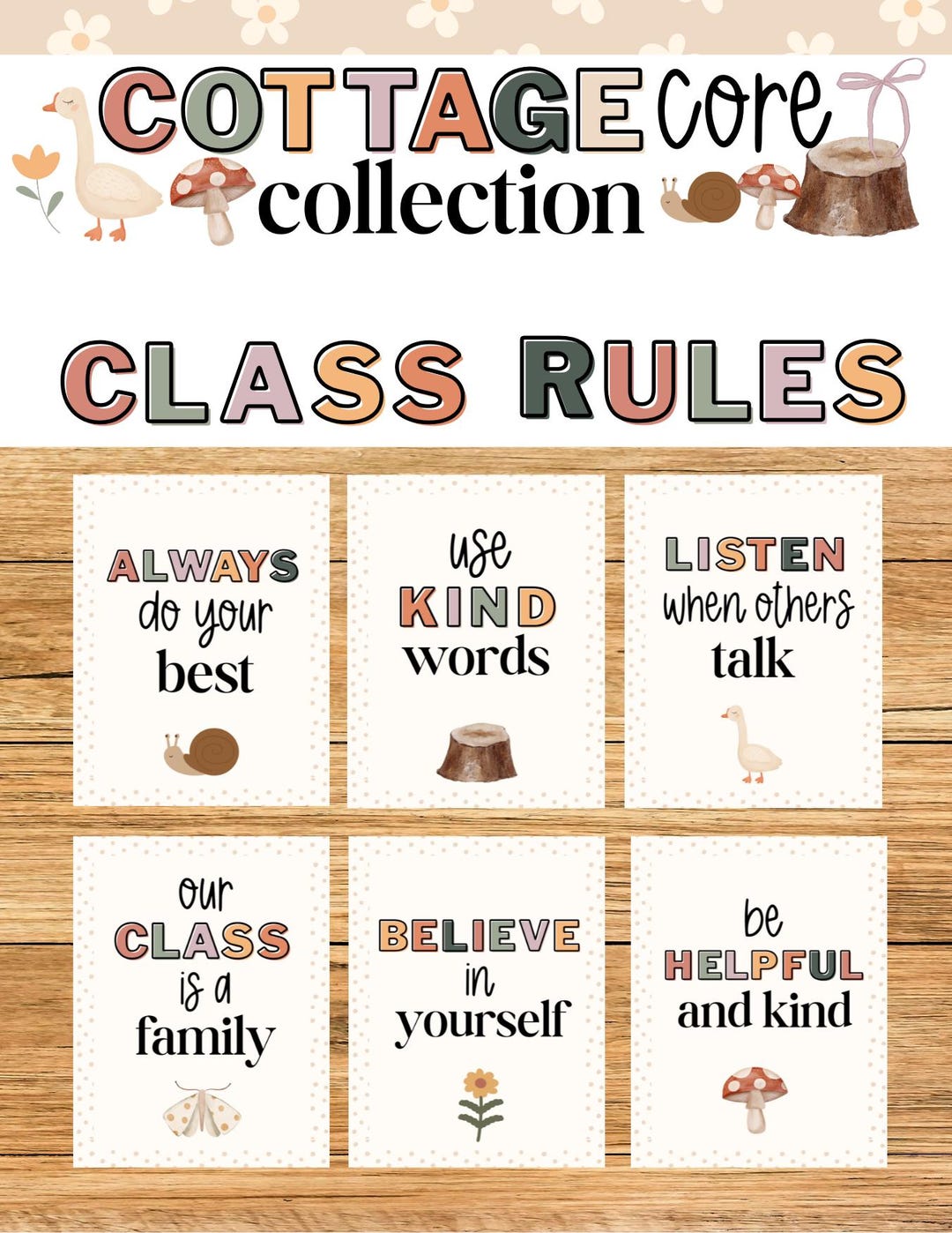 Cottagecore Class Rules Posters - Etsy