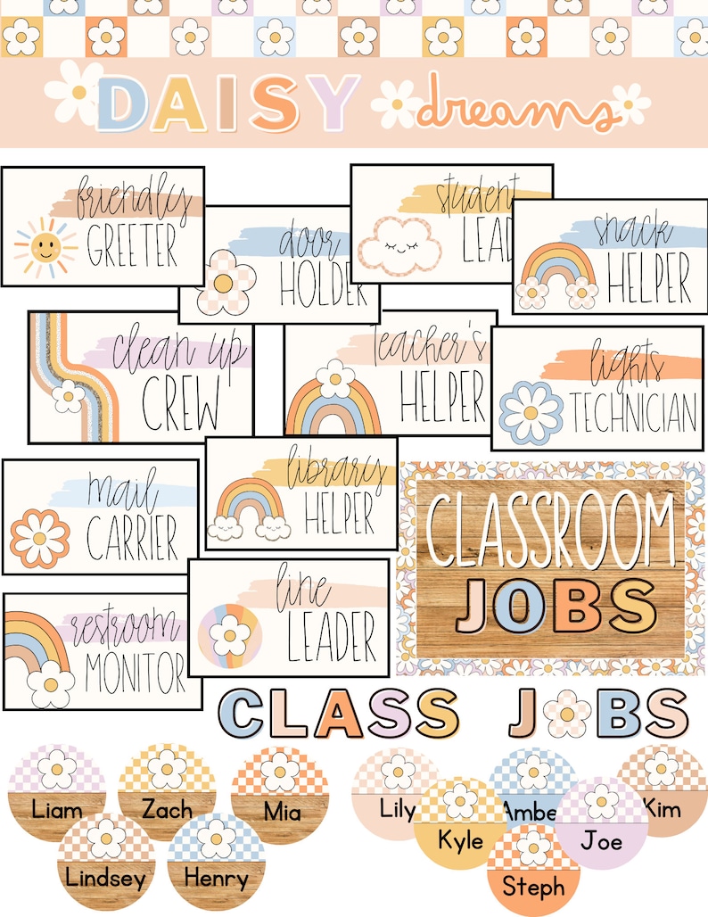 Daisy Dreams Class Jobs Display [editable] - Etsy