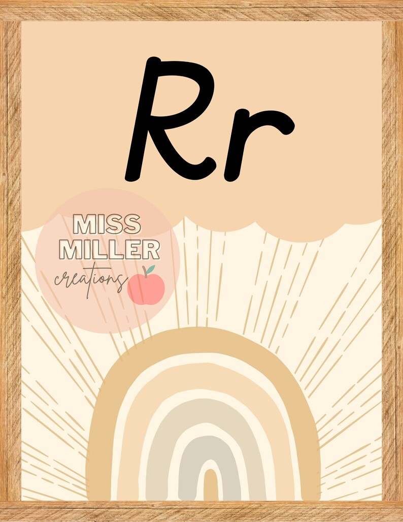 Neutral Boho Rainbow Classroom Alphabet - Etsy