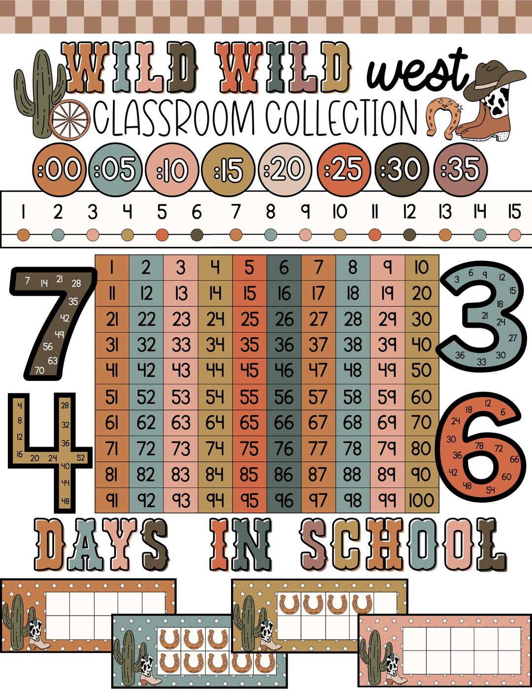 Wild Wild West Math Classroom Displays [100/120 Chart, Ten Frames, Skip ...