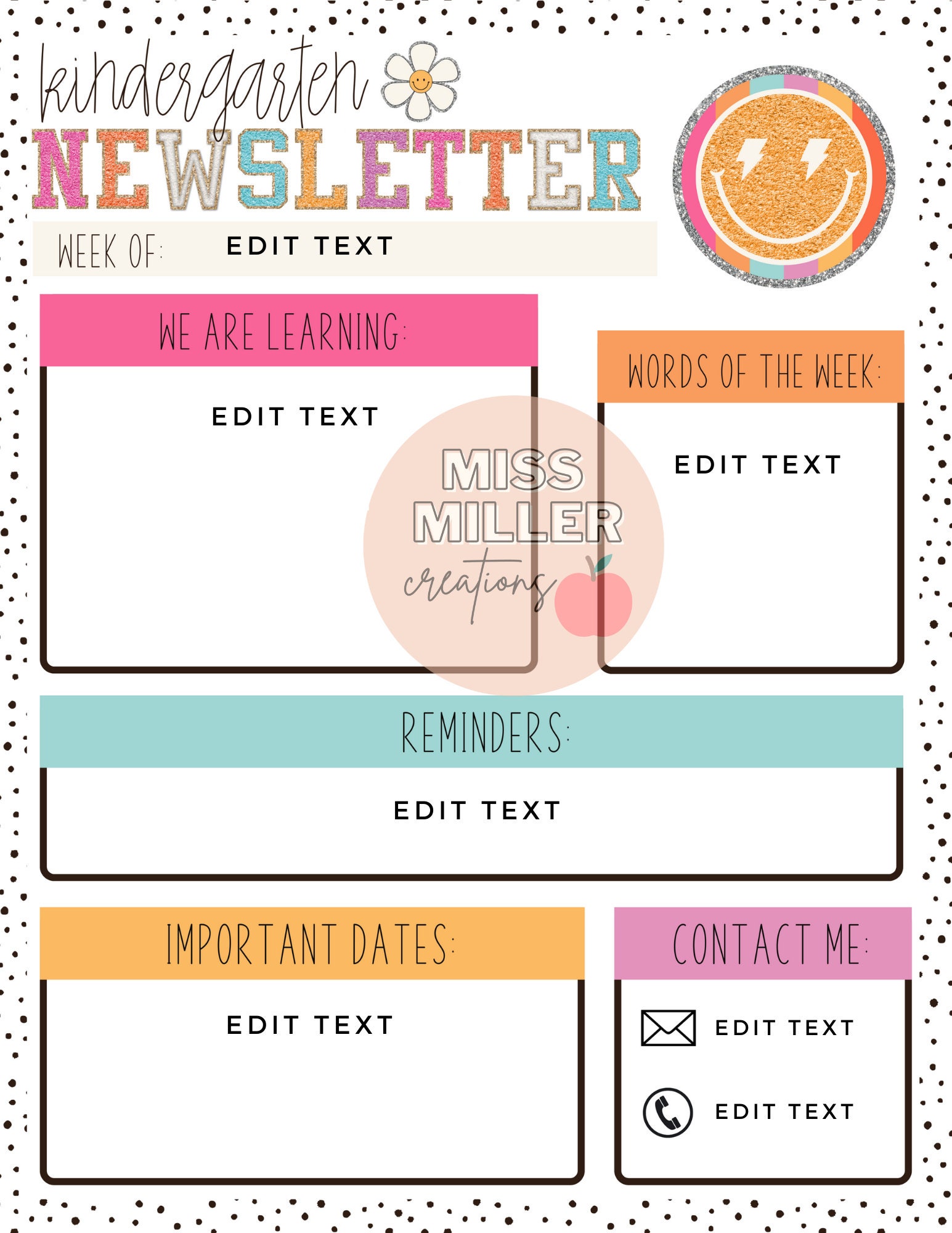 Groovy Glitter Newsletter editable - Etsy