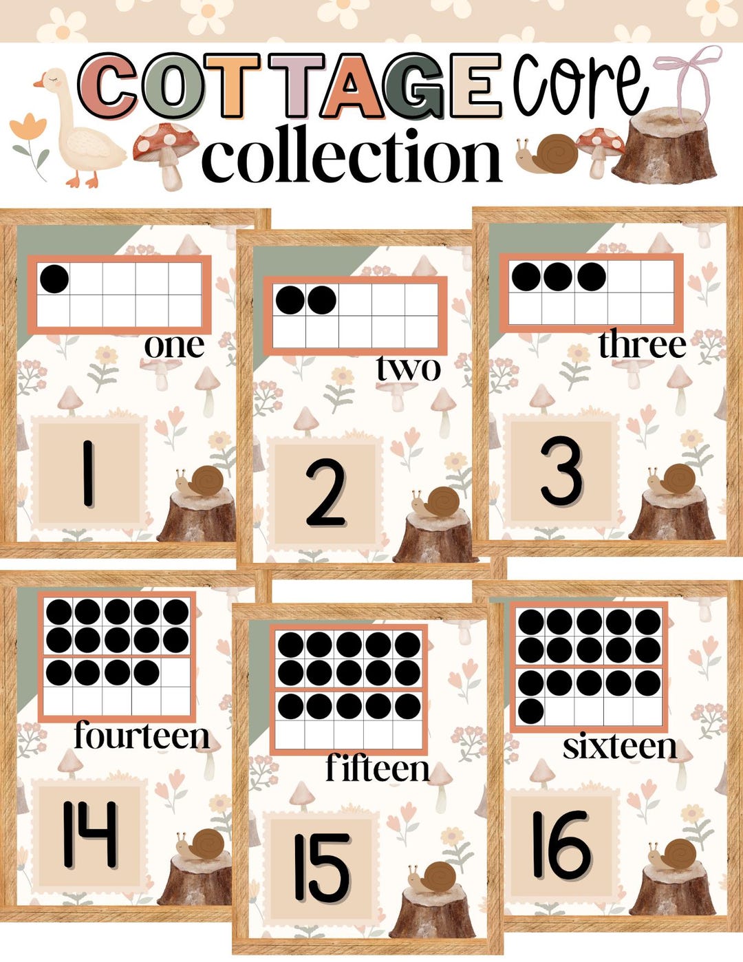 Cottagecore Classroom Number Posters - Etsy