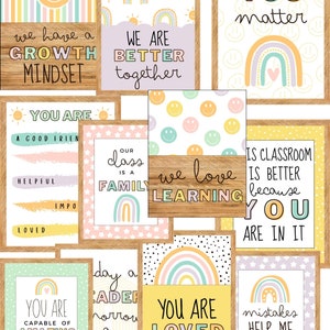 Pastel Boho Rainbow Classroom Quote Posters - Etsy