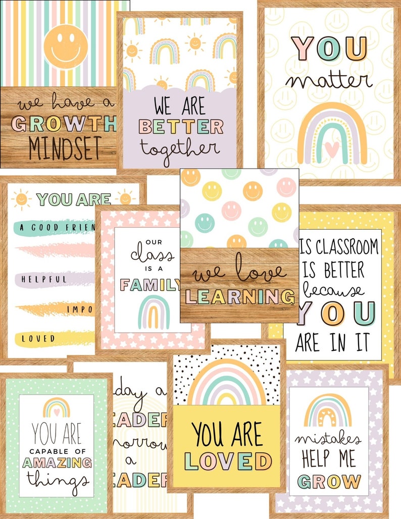 Pastel Boho Rainbow Classroom Quote Posters - Etsy