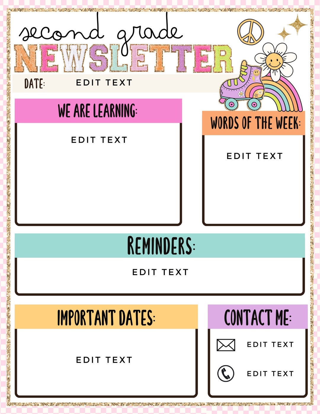 Disco Era Newsletter [editable] - Etsy